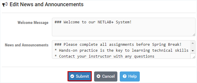 News and Announcements — NETLAB+ documentation
