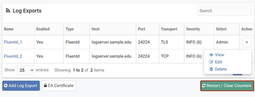 Log Exports — NETLAB+ documentation
