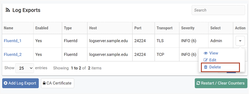 Log Exports — NETLAB+ documentation