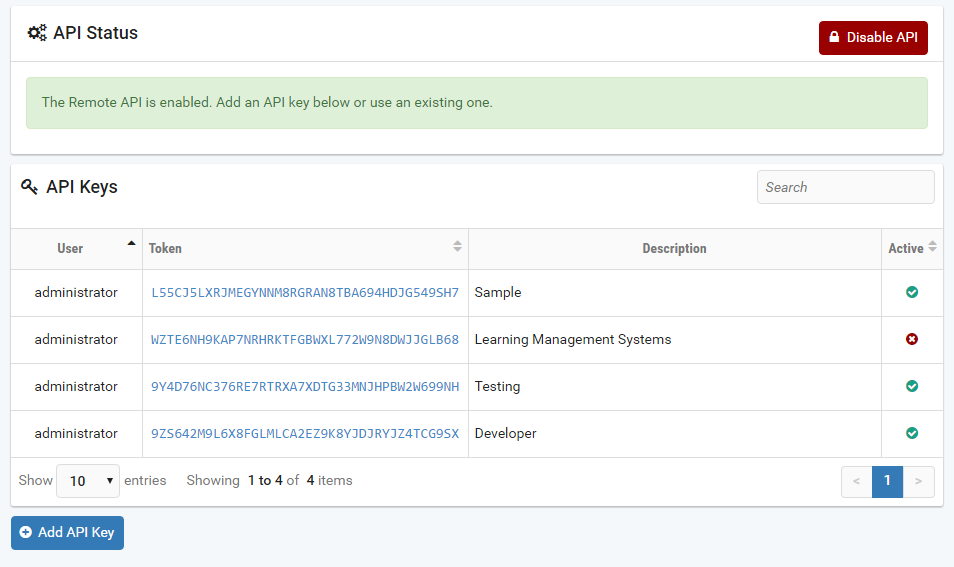 Manage API Settings — NETLAB+ documentation