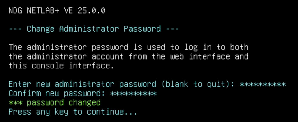 Change the Administrator Password — NETLAB+ documentation