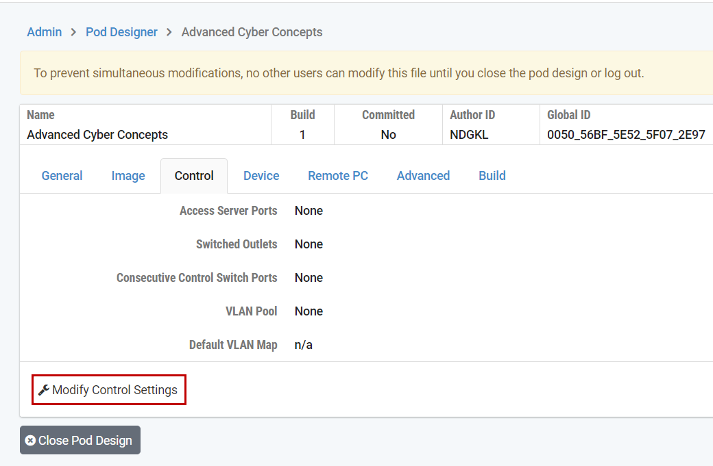 Control Settings — NETLAB+ documentation