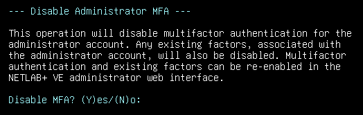 Disable Administrator MFA — NETLAB+ documentation
