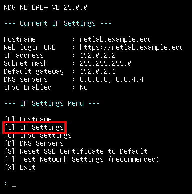 Configure Network Settings — NETLAB+ documentation